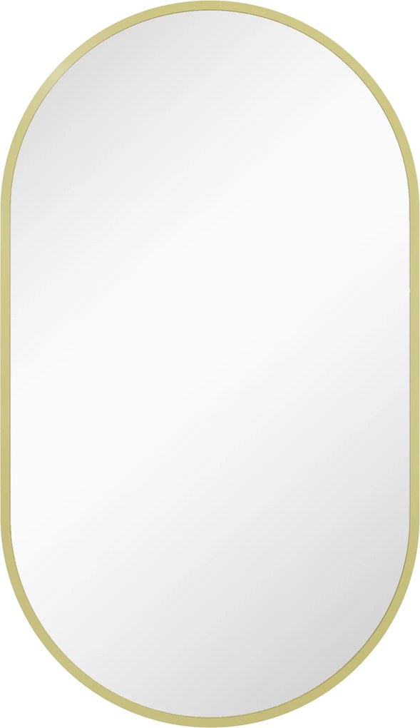 HOMCOM Oválné zrcadlo do koupelny 40x70 cm s hliníkovým rámem Dekorativní nástěnné zrcadlo Horizontální nebo vertikální pro obývací pokoj, vstup nebo…