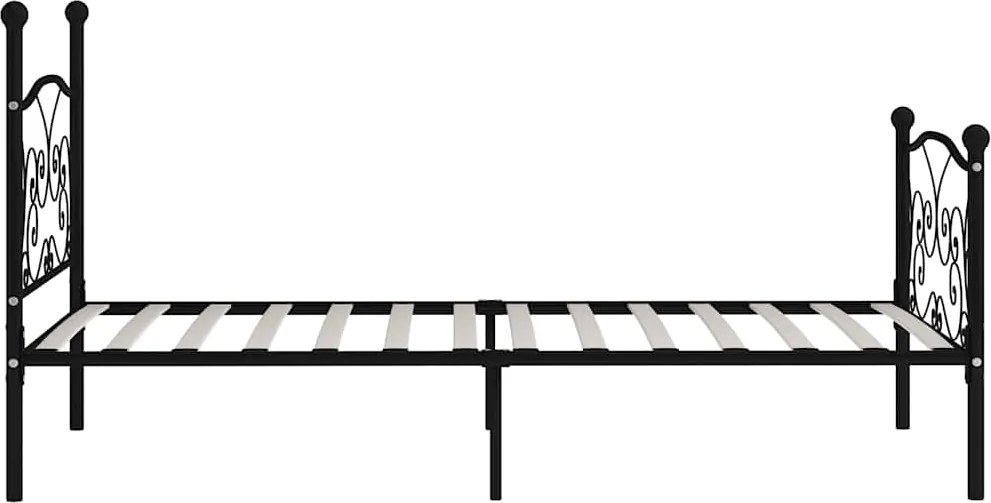 Rám postele s laťkovým roštem černý kov 90 x 200 cm 284454