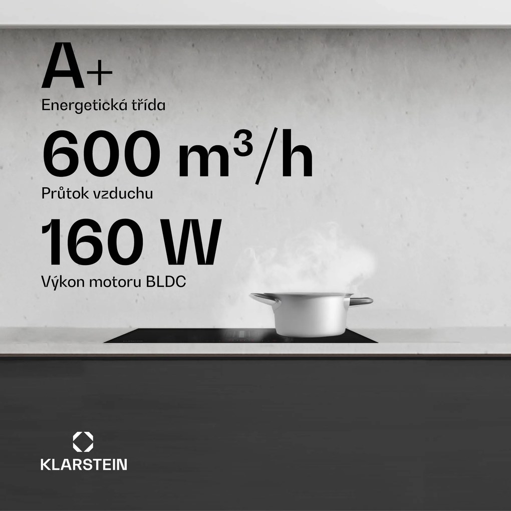 Klarstein AirJet 60 Down Air System, indukční sporák + DownAir-digestoř, 10 000 W, 445 m³/h, Boost
