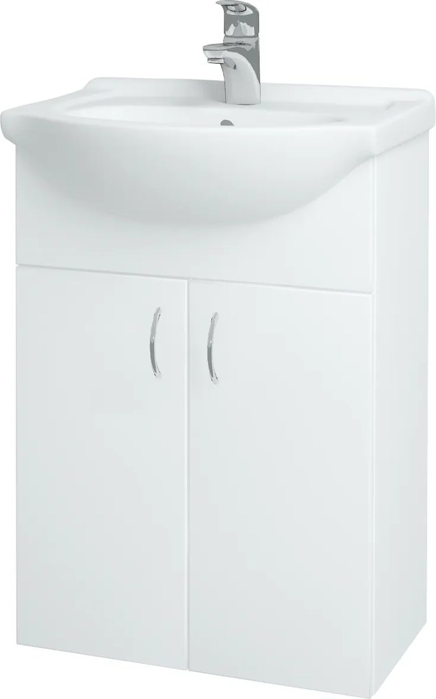 Dřevojas - Koupelnová skříň PLUTO SZD2 55 - N01 Bílá lesk / N01 Bílá lesk 52327