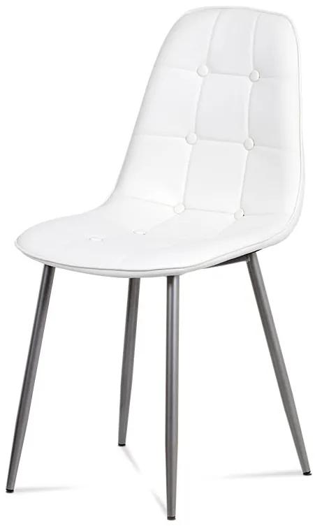 Jídelní židle EZRA — ekokůže, kov, bílá