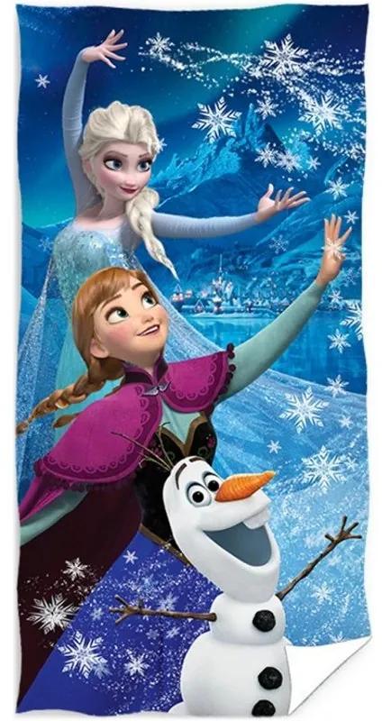 Plážová osuška Ledové království - Frozen - motiv Elsa, Anna a Olaf - 100% bavlna, froté s gramáží 300g/m2 - 70 x 140 cm