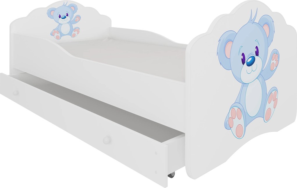 ADRK Furniture Postel s matrací a šuplíkem CASIMO BLUE BEAR 140x70