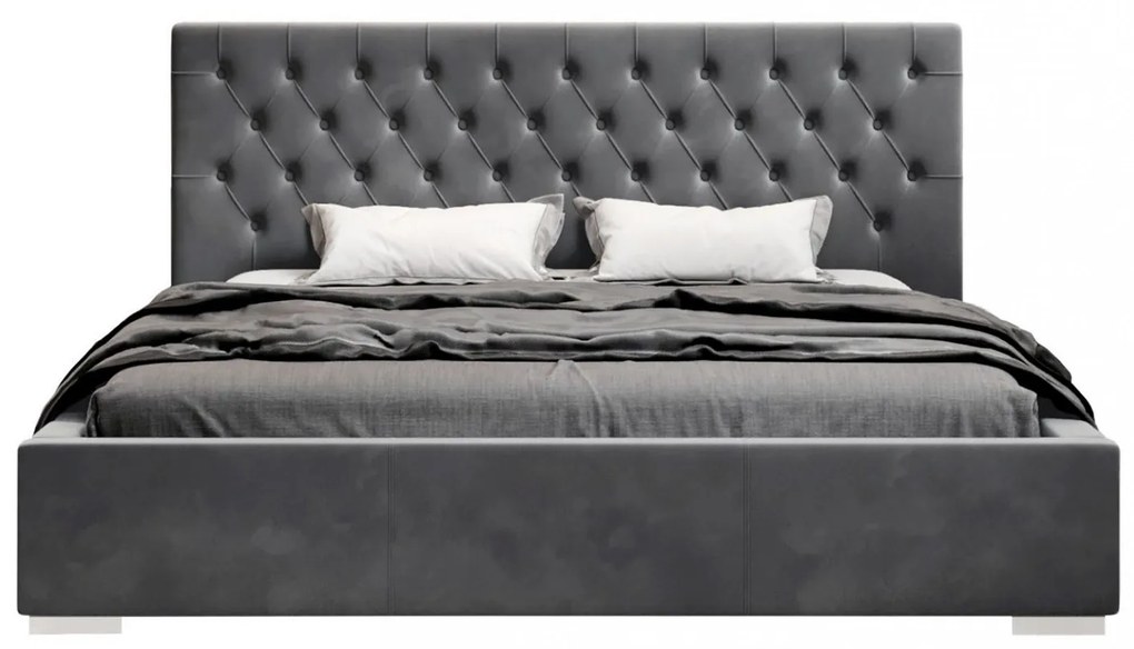 Goleto Čalouněná postel Katalonia 140 x 200 cm sametová | tmavě šedá