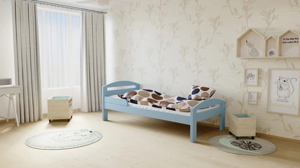 Dětská postel TIMI vč. roštu Povrchová úprava: netransparentní barva modrá, Rozměry: 80 x 200 cm