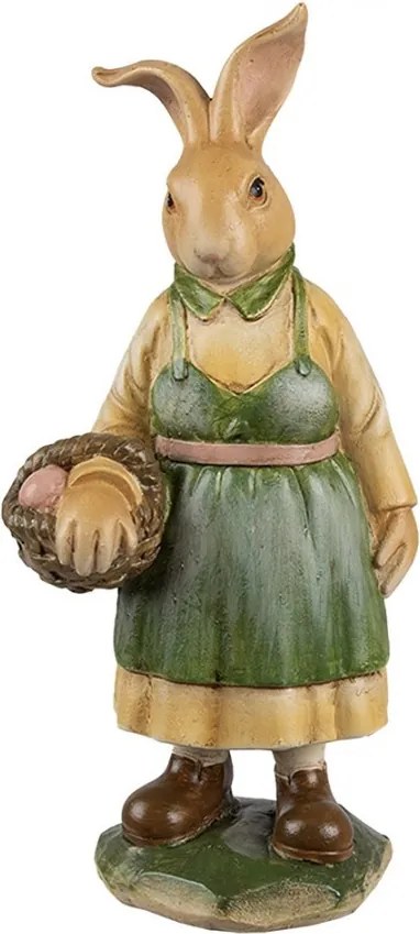 Dekorace figurka králičí žena v zelených šatech - 9*7*20 cm