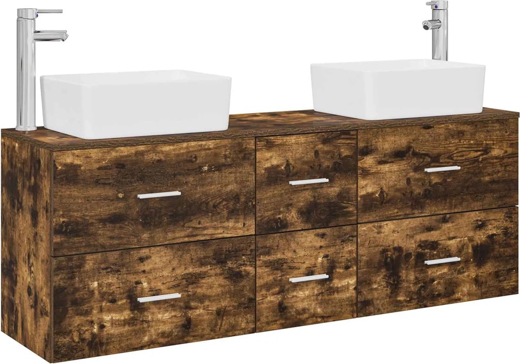 Sada koupelnových skříněk 3 ks Kouřový dub 53 x 34,5 x 63 cm 3405863