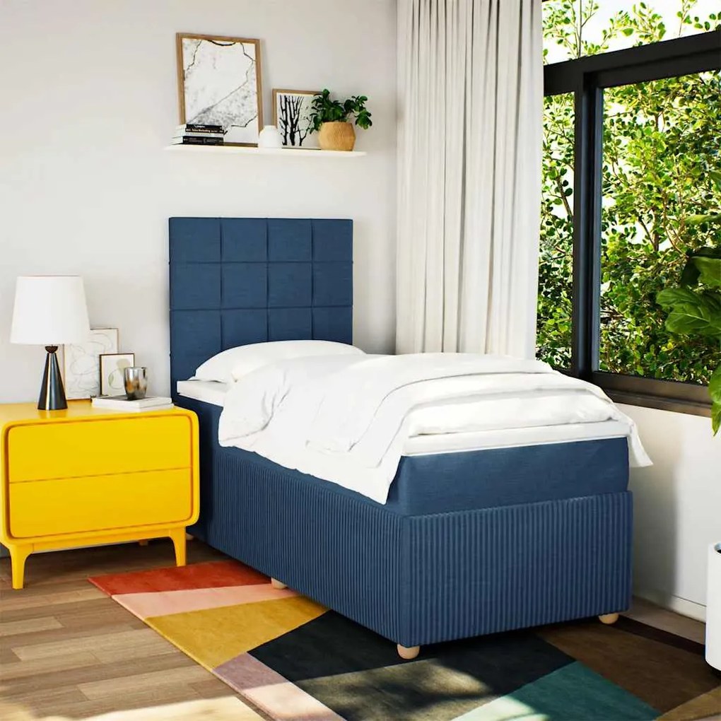 Box spring postel s matrací modrá 80x200 cm textil 3291889