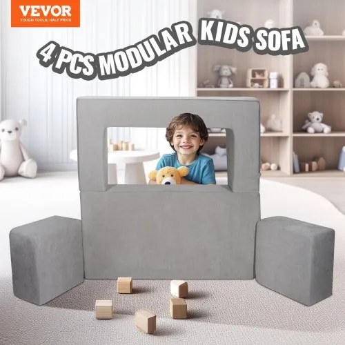 Modulární dětská pohovka na hraní 4ks DIY kreativní dětská dělená pohovka tmavě šedá