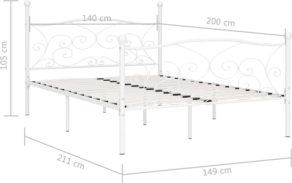 Rám postele s laťkovým roštem bílý kov 140 x 200 cm 284450