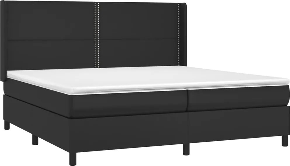 Box spring postel s matrací a LED černá 200x200 cm umělá kůže 3139343