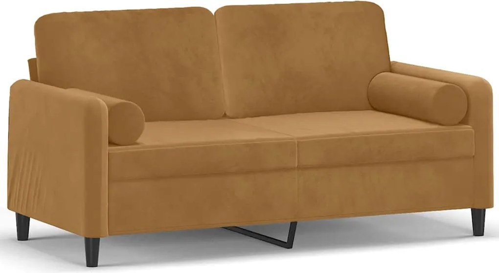 2místná pohovka s polštáři hnědá 140 cm samet 3200888