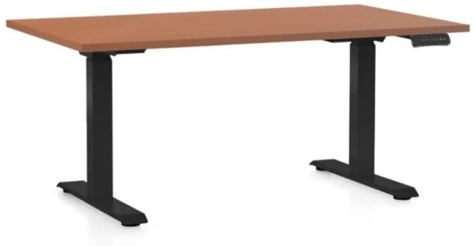 Výškově nastavitelný stůl OfficeTech D, 120 x 80 cm - černá podnož Barva: Třešeň