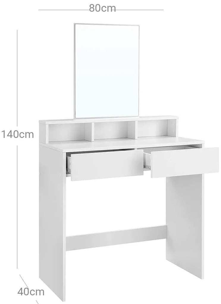 Songmics Toaletní stolek bílý 80 × 40 × 140 cm