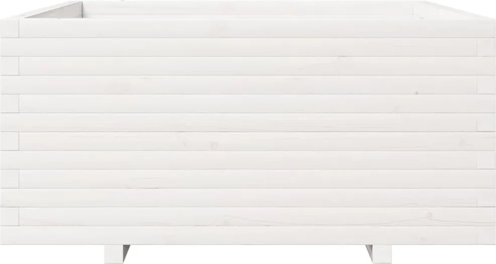 Zahradní truhlík bílý 100 x 100 x 49,5 cm masivní borové dřevo 3282540
