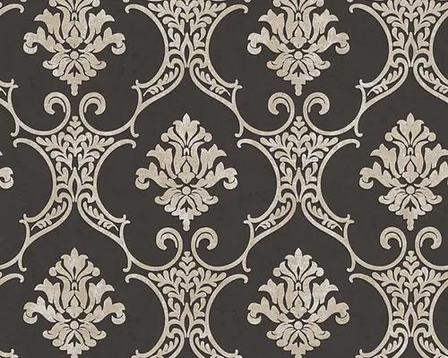 Vliesová tapeta, motiv ornament, černo-krémová