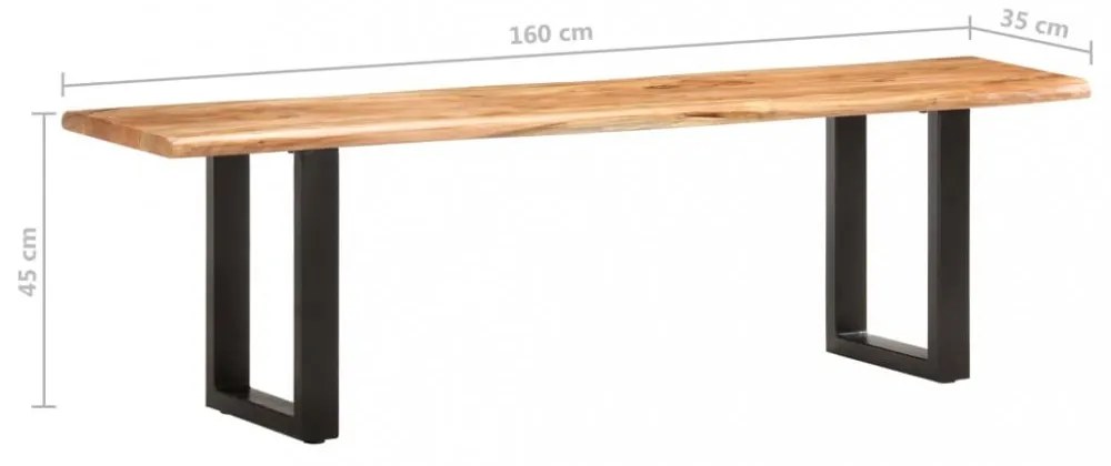 Lavice s živou hranou akáciové dřevo / ocel Dekorhome 160 cm