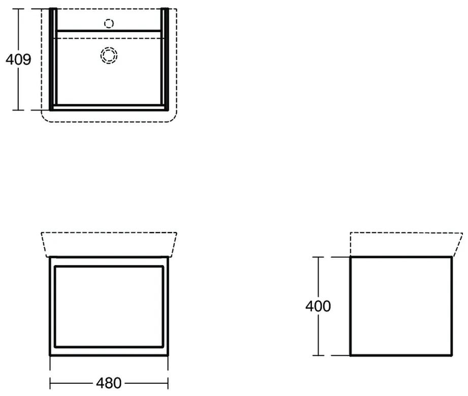 Ideal Standard Connect Air- Skříňka pod umyvadlo CUBE 55cm, 1 zásuvka, Dekor šedý dub + matný bílý lak E0844PS