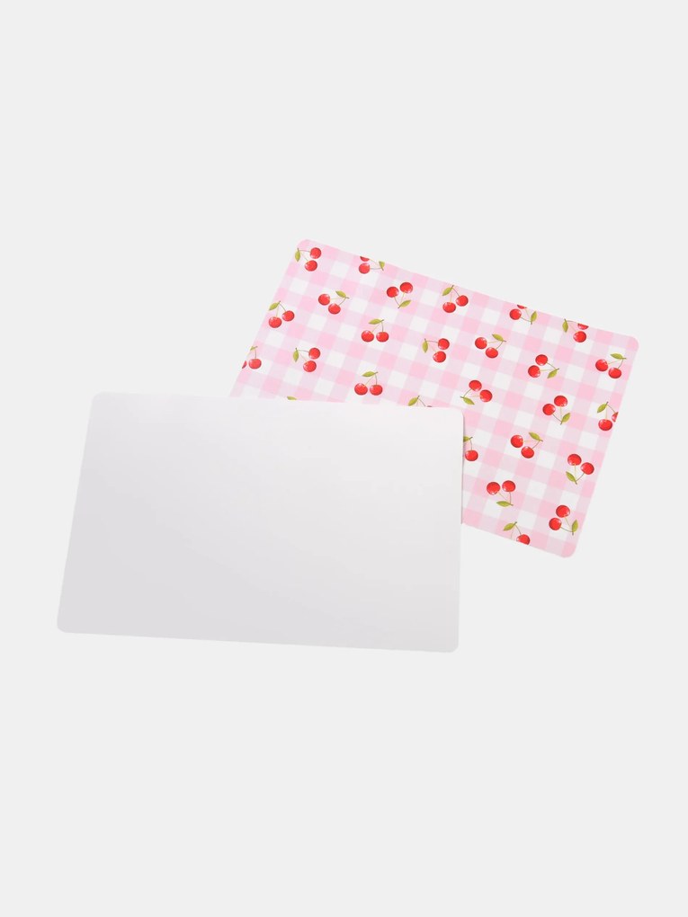 Sinsay - Kostkované prostírání s motivem třešní 2 pack - růžová