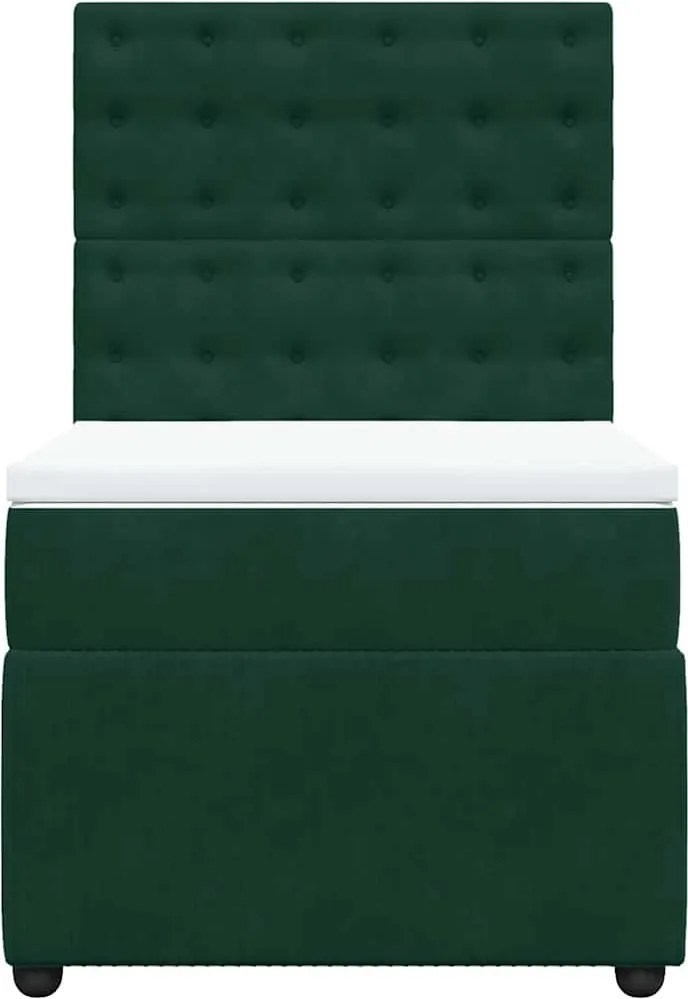 Box spring postel s matrací tmavě zelená 100x200 cm samet 3294577