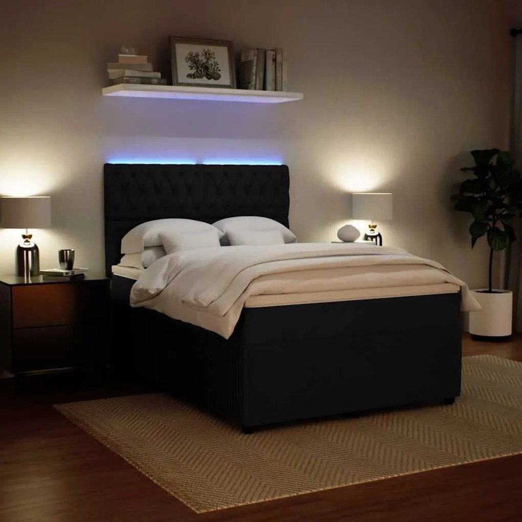Box spring postel s matrací černá 140 x 190 cm samet 3294642