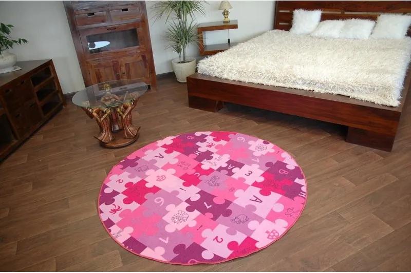 Dětský koberec PUZZLE fiolet kruh - 200 cm kruh