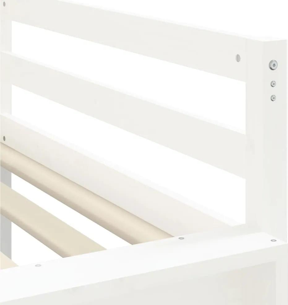 vidaXL Dětská patrová postel se závěsy bílá a 90x200 cm borovice [3207023] Barva: Bílo-modrá