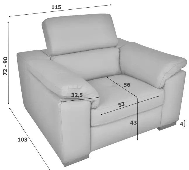 Moderní kožené křeslo LOREN II, béžová (madras - 142 taupe)