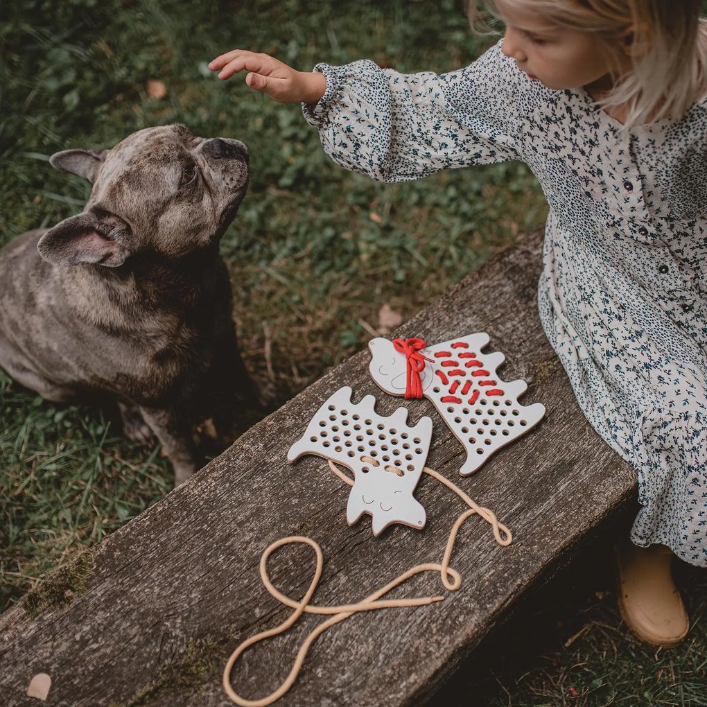 Montessori dřevěná prepletacia hračka - pes