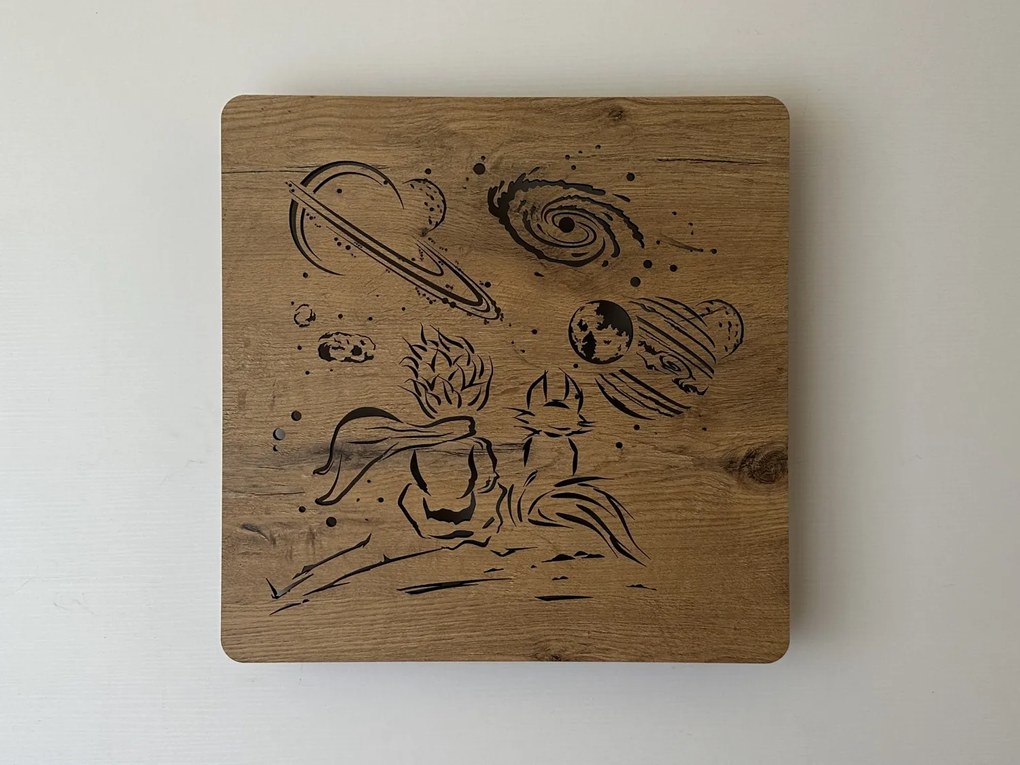 Li-Go "Malý princ" světelný obraz s baterií 42x42 cm provedení povrchu: dub