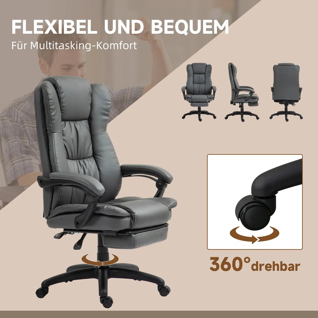 Kancelářská židle Vinsetto manažerská židle otočná židle zvedací s opěrkou hlavy ergonomická židle vibrační kancelářská židle s funkcí polohování mas…