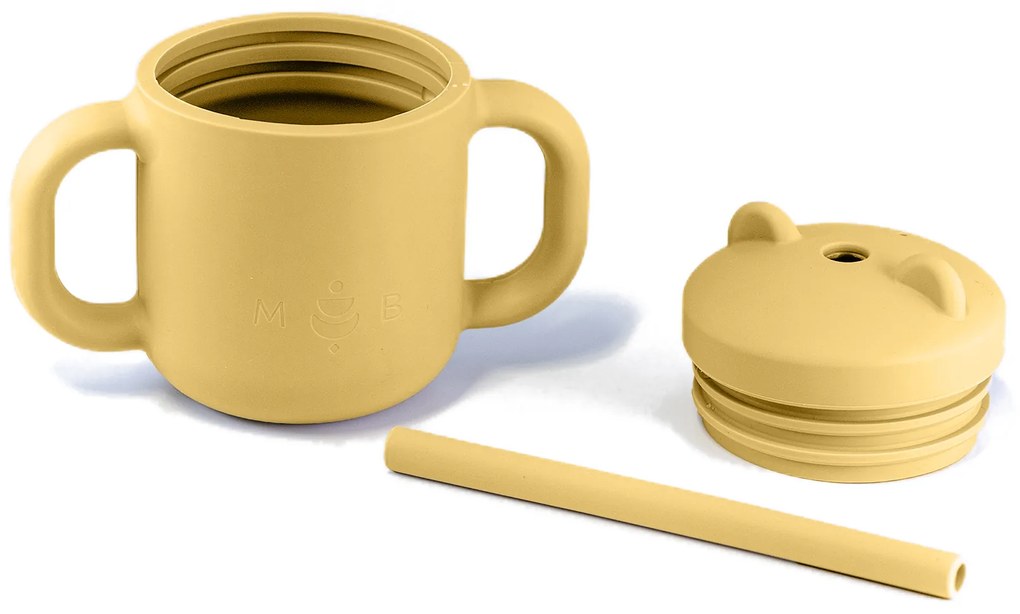 Moonbaby Dětský silikonový hrnek TEDDY 110 ml hořčicový