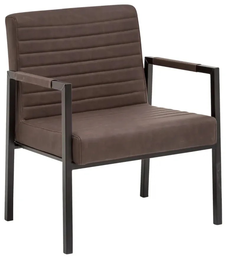 furniture-nabytek.cz - Masivní křeslo Weston z umělé kůže, hnědé – 78×61×89 cm