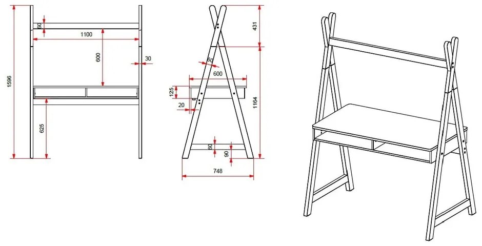Bílý dětský psací stůl Vipack Kiddy