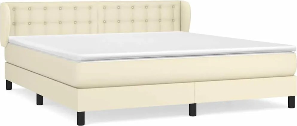 Box spring postel s matrací krémová 160x200 cm umělá kůže 3127321