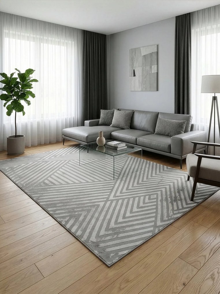 Koberec Nova1, 200x290 cm, stříbrný