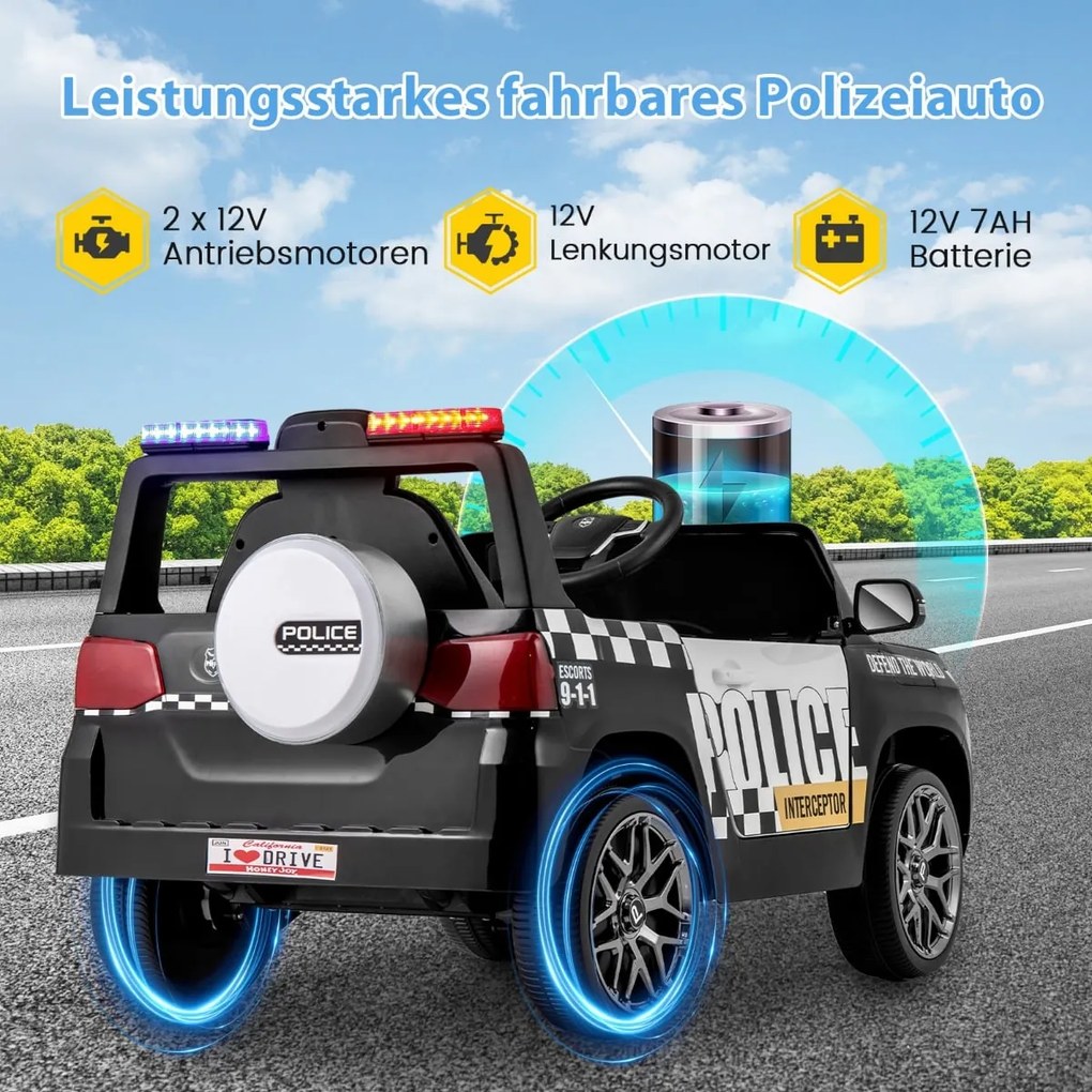 Costway 12 V dětské elektrické auto Police elektrické dětské auto s dálkovým
