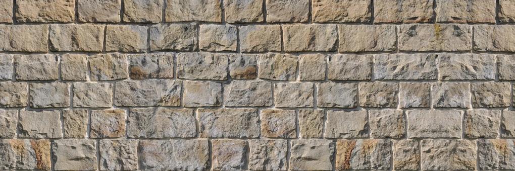DIMEX | Fototapeta do kuchyně Zeď z kamenných bloků KI-180-251 | 180 x 60 cm | hnědá, šedá, béžová