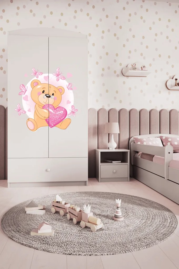 Dětská skříň Babydreams 90 cm medvídek s motýlky bílá