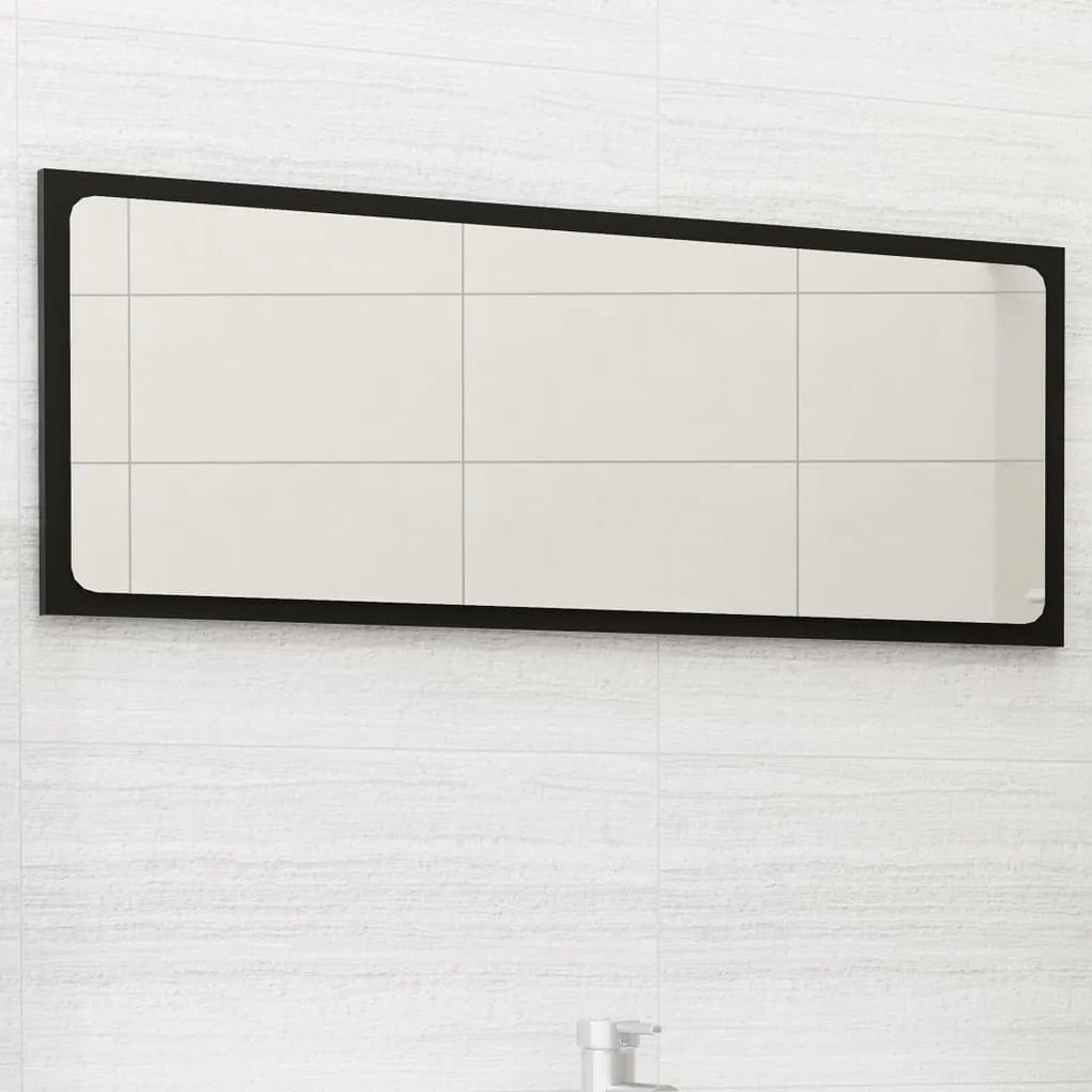 804623 vidaXL Koupelnové zrcadlo černé 90 x 1,5 x 37 cm dřevotříska