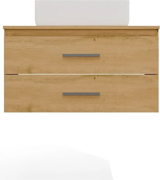 Závěsná skříňka s deskou a umyvadlem Nel 2S 80 cm dub Artisan