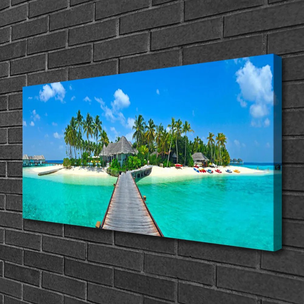 Obraz na plátně Tropická Pláž Palmy 120x60 cm