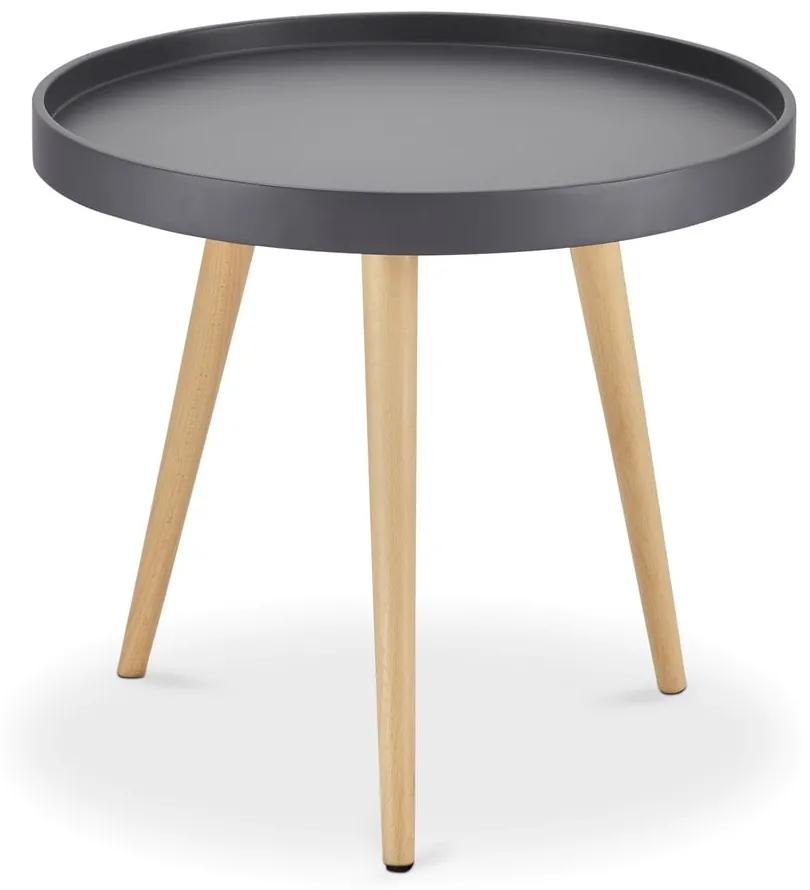 Šedý odkládací stolek s nohami z bukového dřeva Furnhouse Opus, Ø 50 cm