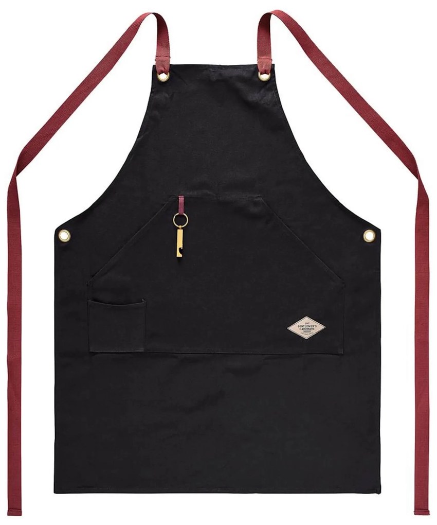 GENTLEMEN'S HARDWARE Pánská kuchyňská zástěra s otvírákem BBQ Utility Apron, černá barva, textil