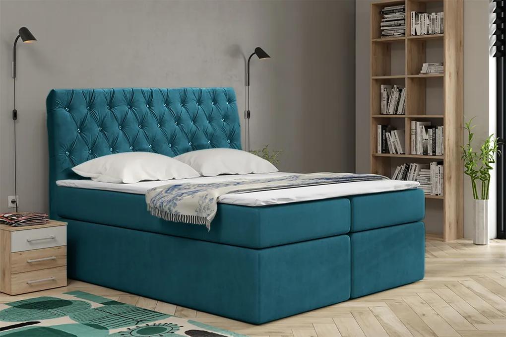 Eka Kontinentální čalouněná postel Luxurious - Cassablanca (140x200 cm) Barva látky Trinity: (2328) Tmavá zelená