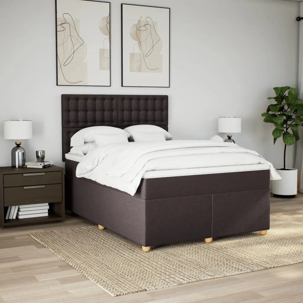 Box spring postel s matrací tmavě hnědá 160x200 cm textil 3291348