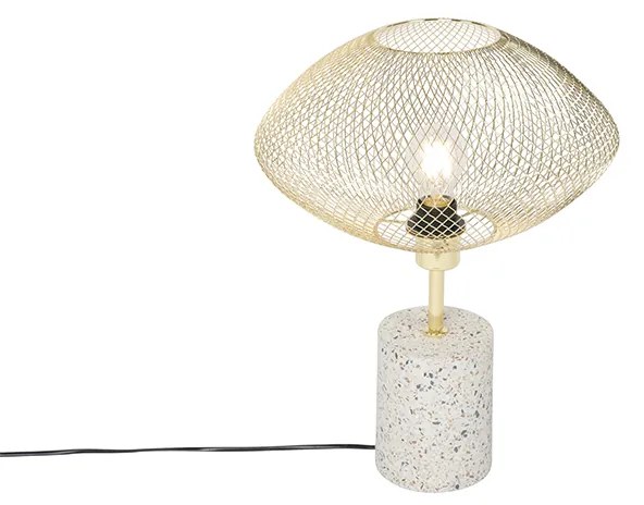 Designová stolní lampa bílá s mosazí - Ella