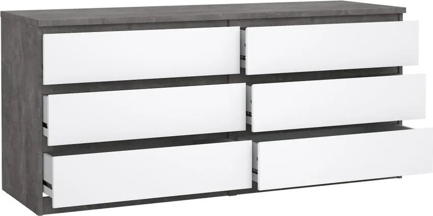 Komoda Simplicity 154 x 50 x 70 cm, šedá / bílý lesk