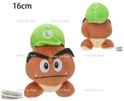 Plyšové hračky ze hry Super Mario Bros - vedlejší postavy Varianta: Goomba Luigi, 16 cm