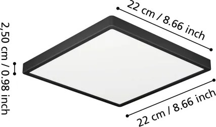 Eglo 901329 - LED Koup. stropní svítidlo FUEVA LED/10,5W/230V 22x22cm IP44 černá
